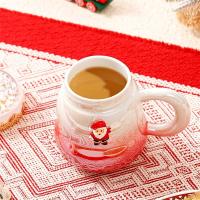 China Christmas Santa Claus Ceramic Mug 500ml with Plastic Lid Creative Cartoon Design 2 Colors for sale
