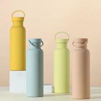 China Stainless Steel Double Wall Vacuum Bottle 600ml Insulated Travel Mug with Handle for sale