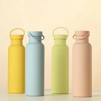 China Stainless Steel Double Wall Vacuum Bottle 600ml Insulated Travel Mug with Handle for sale