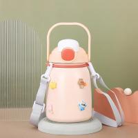 China Custom Logo 800ml Insulated Stainless Steel Water Bottle Big Belly Cup for Kids with Straw for sale