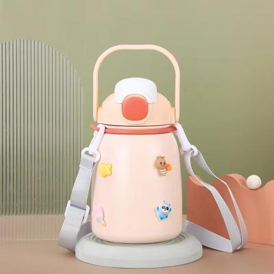 China Custom Logo 800ml Insulated Stainless Steel Water Bottle Big Belly Cup for Kids with Straw for sale