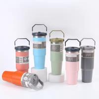 China Stainless Steel Coffee Tumbler with Handle 20oz 30oz Custom Logo Insulated Travel Mug for sale