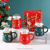 China Promotional Ceramic Santa Mug 400ml Custom Logo Christmas Coffee Cup for Gifts for sale