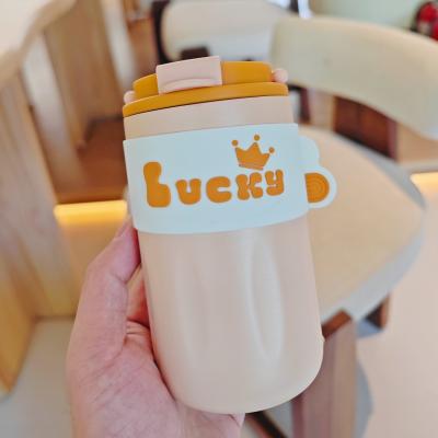 China 420ml Portable Stainless Steel Water Bottle 304 Food Grade with Lid Cute Creative Straight Drink for sale