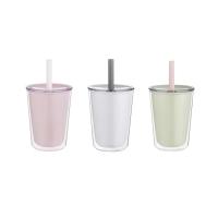 China Straw Cup Custom Double Wall Plastic Water Bottle With Straw for Large Capacity Beverages for sale