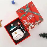 China Ceramic Snowman Mug with Lid and Spoon 480ml Christmas Gift Cup for Coffee Tea Milk for sale