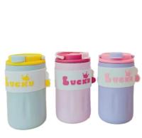 China 304 Stainless Steel Water Bottle 420ml Portable Straight Drink Cute Creative Lid for sale