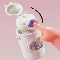 China 680ml Cartoon Straw Silicone Leather Cover Vacuum Insulated Water Bottle for Kids for sale