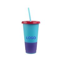 China Stocked Color Changing Tumbler 24oz Reusable Plastic Cup with Accessories Food Grade for sale
