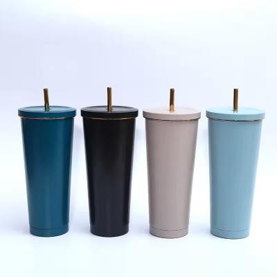 China 304 Stainless Steel Vacuum Coffee Travel Mug 750ml Insulated Straw Cup Custom Color for sale
