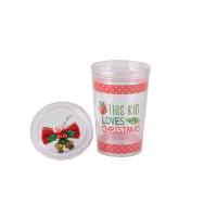 China Double-layer BAP FREE Plastic Straw Drinking Water Cup with Bell 2024 Christmas Gift for sale