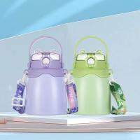 China Custom Double Wall Vacuum Flask Stainless Steel Water Bottle 1L with Straw for sale