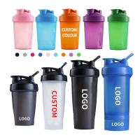 China 400ml Plastic Protein Shaker Bottle with Stainless Steel Mixing Ball for Gym Fitness for sale