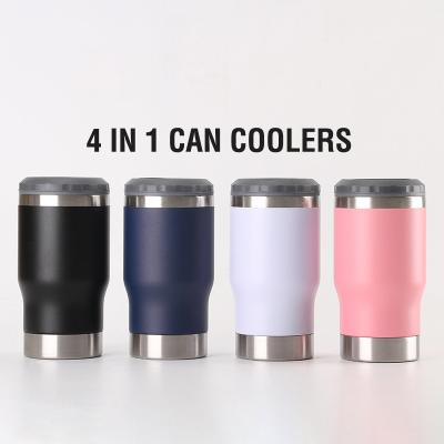 China Custom 14oz Stainless Steel Insulated Can Cooler for Slim Cans 375ml Double Wall with Opener for sale