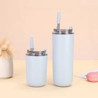China 500ml Double Wall 304 Stainless Steel Vacuum Coffee Tumbler with Straw Custom Logo for sale
