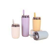China 500ml Double Wall 304 Stainless Steel Vacuum Coffee Tumbler with Straw Custom Logo for sale