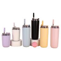 China 500ml Double Wall 304 Stainless Steel Vacuum Coffee Tumbler with Straw Custom Logo for sale