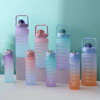 China Customized Logo Acceptable 3pcs Large-capacity Sport Plastic Gradient Water Bottle Set for sale