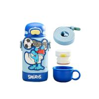China Customized 550ml Kids Insulated Water Bottle with Straw Handle 304 Stainless Steel for sale
