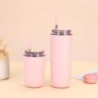 China Custom Double Wall Stainless Steel Vacuum Coffee Travel Mug 10oz 16oz Insulated Tumbler with Straw for sale