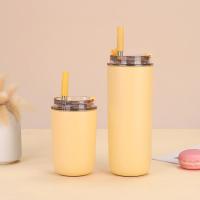 China Custom Double Wall Stainless Steel Vacuum Coffee Travel Mug 10oz 16oz Insulated Tumbler with Straw for sale