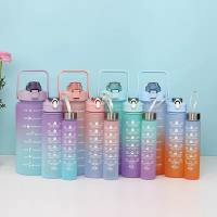 China Large-capacity Sport Plastic Gradient Water Bottle Set 2000ml 900ml 300ml for Outdoor for sale
