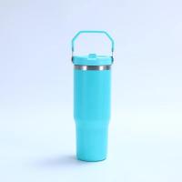China Vacuum Insulated 900ml Stainless Steel Sports Water Bottle with Flip Straw Handle for sale