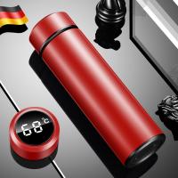 China Customized Logo Accepted 304 Stainless Steel Thermos Cup with Temperature Display Cap for sale