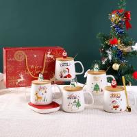 China 400ml Promotional Ceramic Santa Mug Custom Logo Porcelain Christmas Coffee Cup for sale