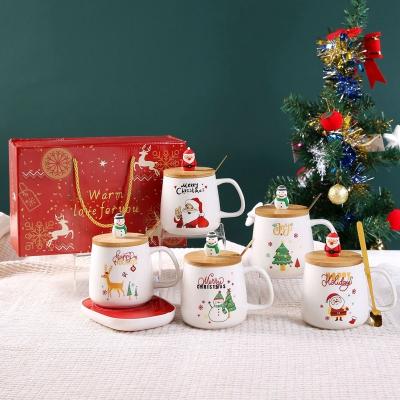China 400ml Promotional Ceramic Santa Mug Custom Logo Porcelain Christmas Coffee Cup for sale
