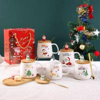 China 400ml Promotional Ceramic Santa Mug Custom Logo Porcelain Christmas Coffee Cup for sale