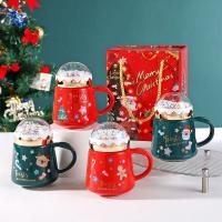China 400ml Promotional Ceramic Santa Mug Custom Logo Porcelain Christmas Coffee Cup for sale