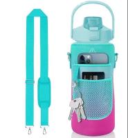 China 2L Travel Water Bottle with Neoprene Sleeve and Time Marker Motivational Design for sale