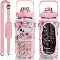 China 2L Travel Water Bottle with Neoprene Sleeve and Time Marker Motivational Design for sale