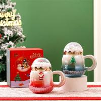 China 500ml Gift Box Travel Ceramic Coffee Mug Cup Set with Gradient Pearlescent Glaze for sale