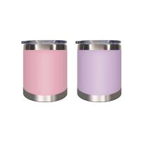 China 12oz Plastic Stainless Steel Travel Mug Vacuum Insulated Coffee Tumbler with Powder Coated Handle for sale