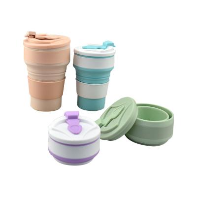 China Collapsible Silicone Travel Coffee Mug 350ml 500ml Foldable Reusable Portable Cup for sale