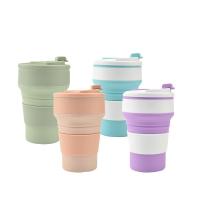 China Collapsible Silicone Water Bottle 350ml 500ml High Temperature Resistant Travel Sports Mug with Lid for sale