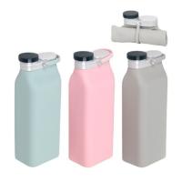 China Foldable 400ml 600ml Silicone Water Bottle Outdoor Travel Portable Cup with Straw for sale