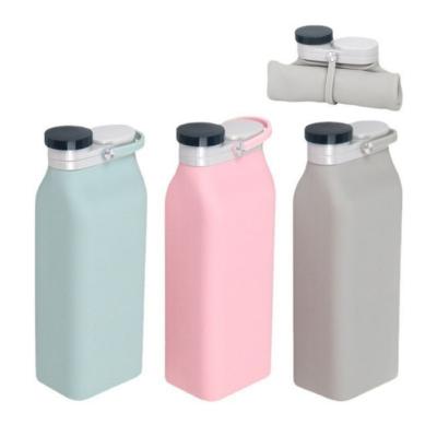 China Foldable 400ml 600ml Silicone Water Bottle Outdoor Travel Portable Cup with Straw for sale