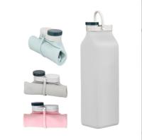 China Foldable 400ml 600ml Silicone Water Bottle Outdoor Travel Portable Cup with Straw for sale
