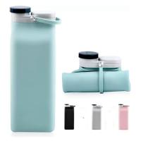 China Custom Logo Foldable Silicone Water Bottle Eco-Friendly and Portable for Active Kids for sale