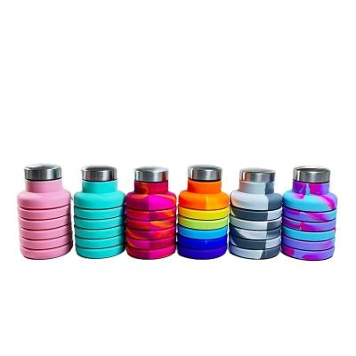 China 500ml BPA Free Foldable Silicone Water Bottle for Outdoor Sports Collapsible Design for sale