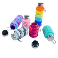 China Foldable Silicone Water Bottle 500ml Collapsible Travel Sports Bottle Unisex for sale