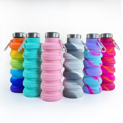 China Silicone Collapsible Water Bottle 500ml BPA Free Leak Proof Custom Color for Kids Outdoor for sale