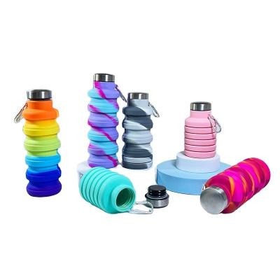 China 500ml Foldable Silicone Water Bottle BPA Free Collapsible Travel Sports Cup for sale
