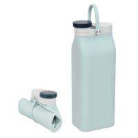 China Custom Foldable Silicone Water Bottle 400ml 600ml Collapsible Travel Bottle with Straw for sale