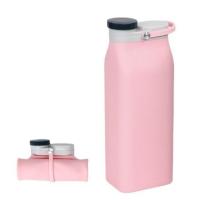China Custom Foldable Silicone Water Bottle 400ml 600ml Collapsible Travel Bottle with Straw for sale