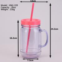 China Food Grade Plastic Drink Cup 600ml with Handle Lid and Straw Portable Unisex Design for sale