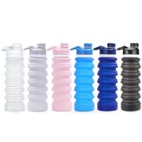 China Custom Logo 750ml Foldable Silicone Water Bottle BPA Free for Kids School Sports for sale